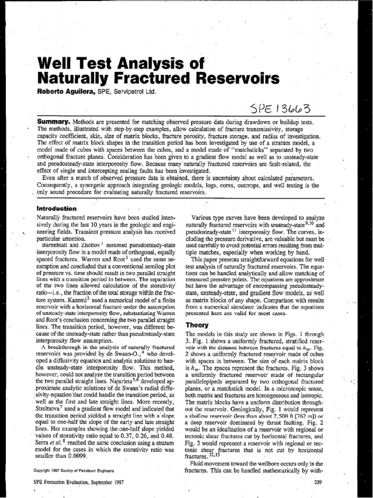 Well Test Analysis of Naturally Fracture | PDF | Petroleum Reservoir
