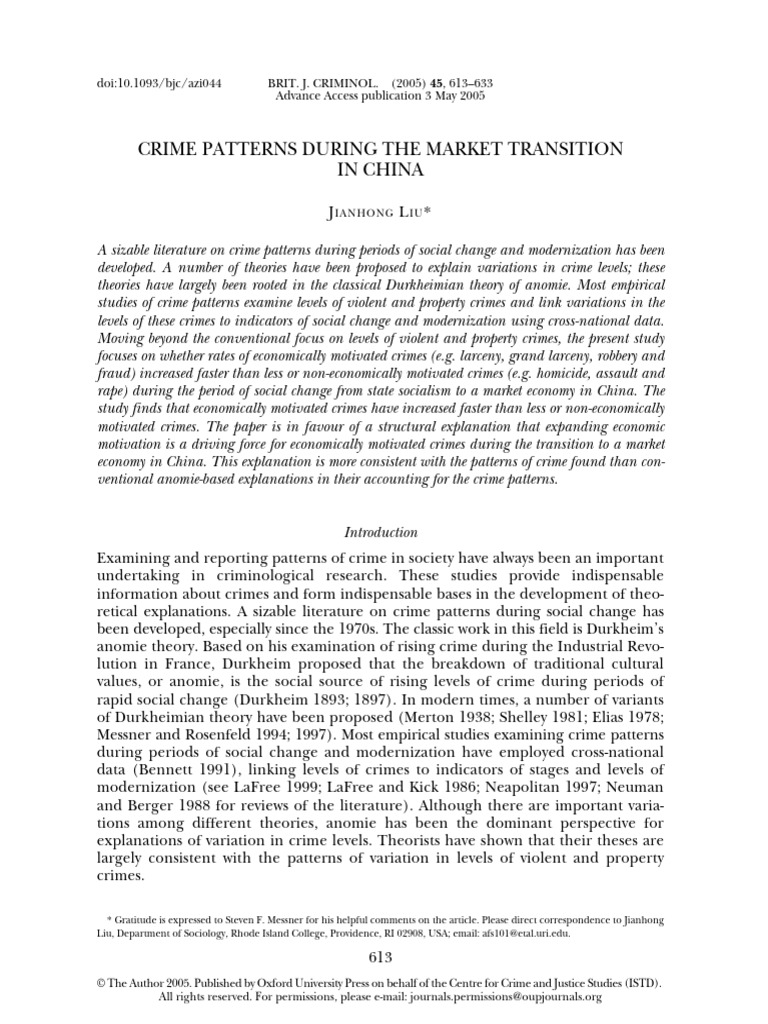 crime patterns china transition LIU | PDF | Crime & Violence | Crimes