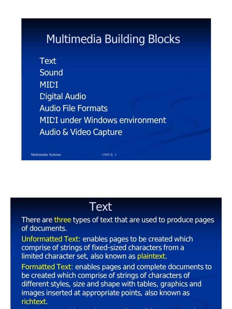 Multimedia Building Blocks Overview | PDF | Sampling (Signal Processing ...