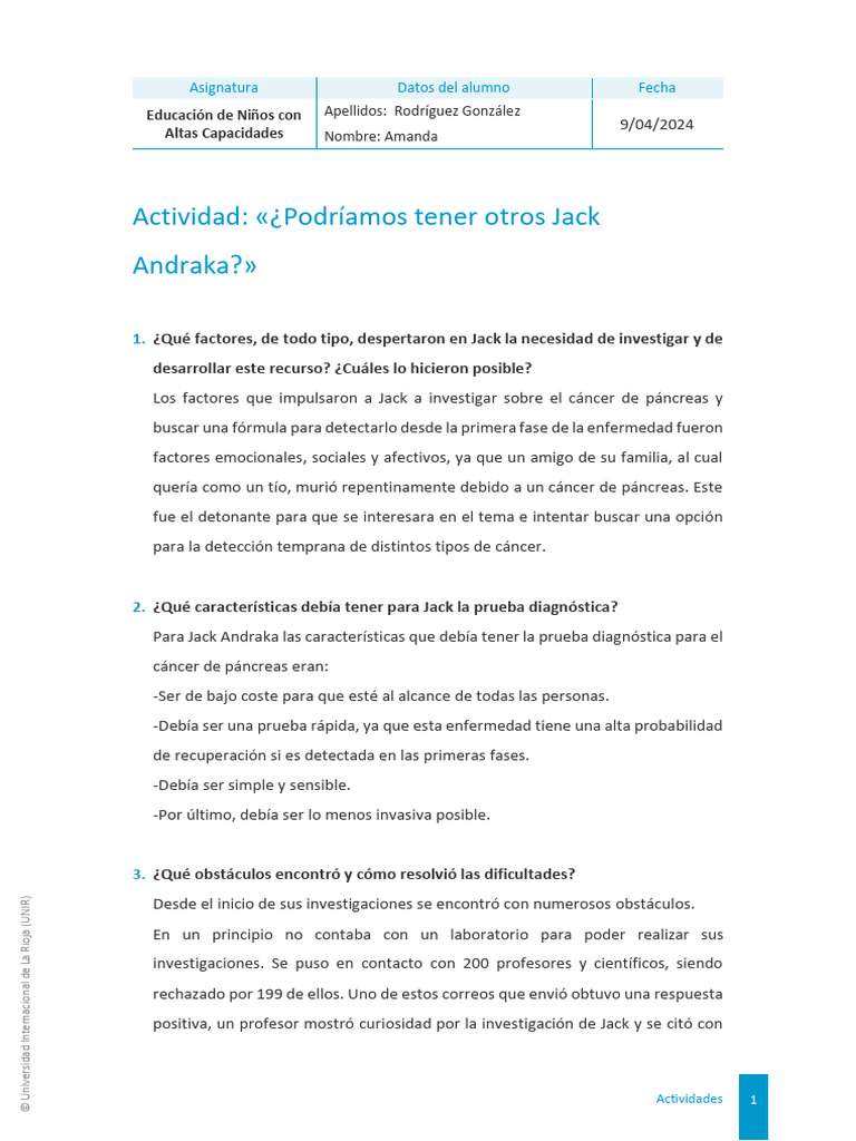 Jack Andraka | PDF | Cáncer