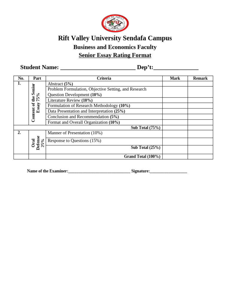 Senior Essay Evaluation Guide | PDF