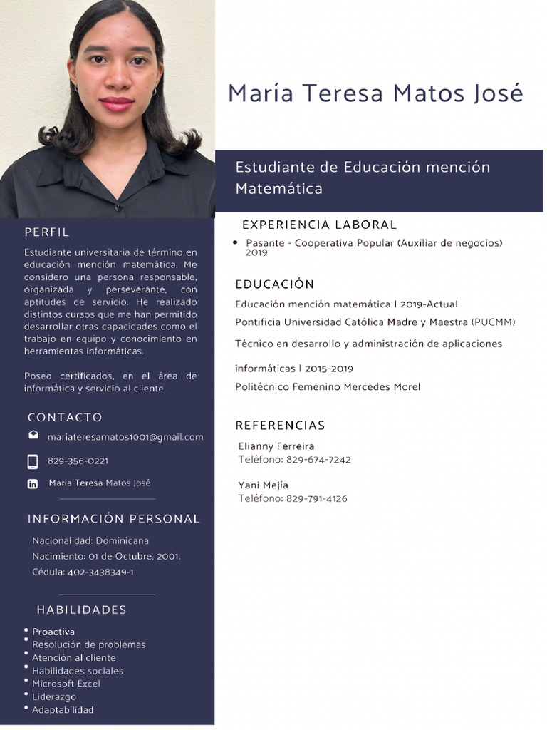 Cv-María Teresa Matos José | PDF