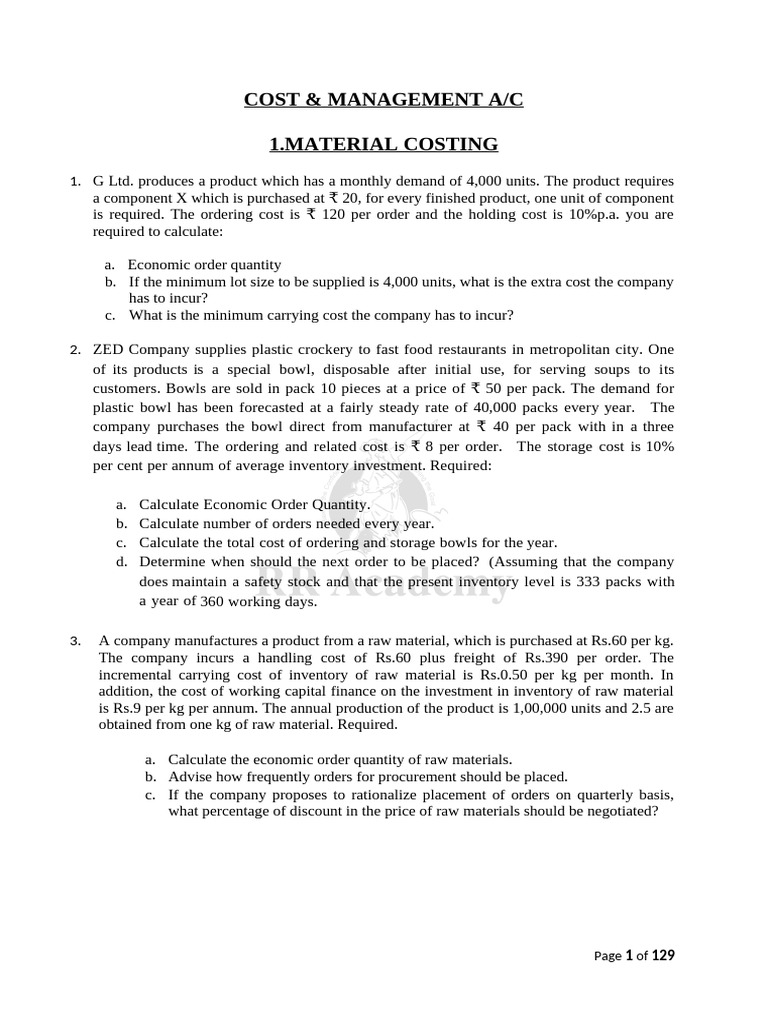 Cost Management in Inventory Control | PDF | Overtime | Labour Economics
