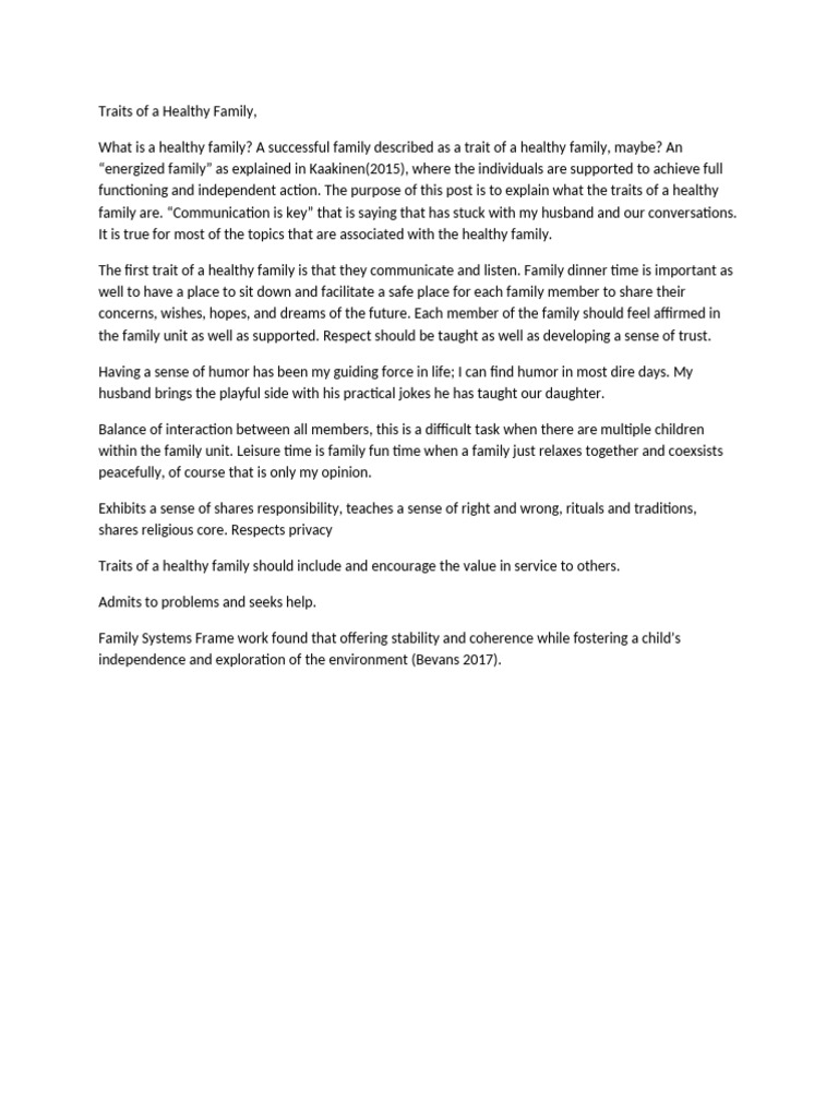 Traits of A Healthy FamilyDB | PDF