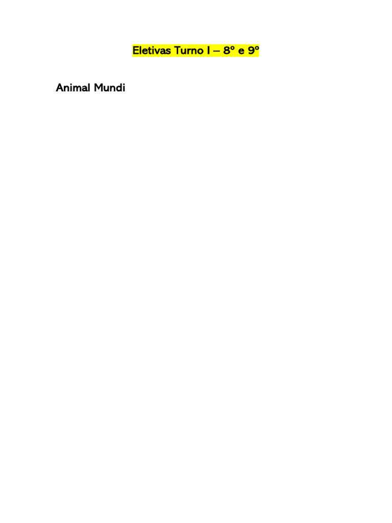 ELETIVA 8º E 9º | PDF
