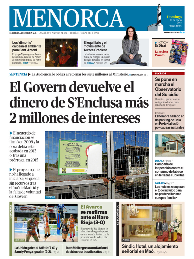 Menorca: El Govern Devuelve El Dinero de S'Enclusa Más 2 Millones de ...