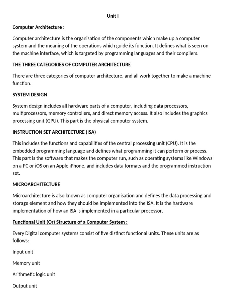 CAUNIT1 | PDF | Assembly Language | Computer Data Storage
