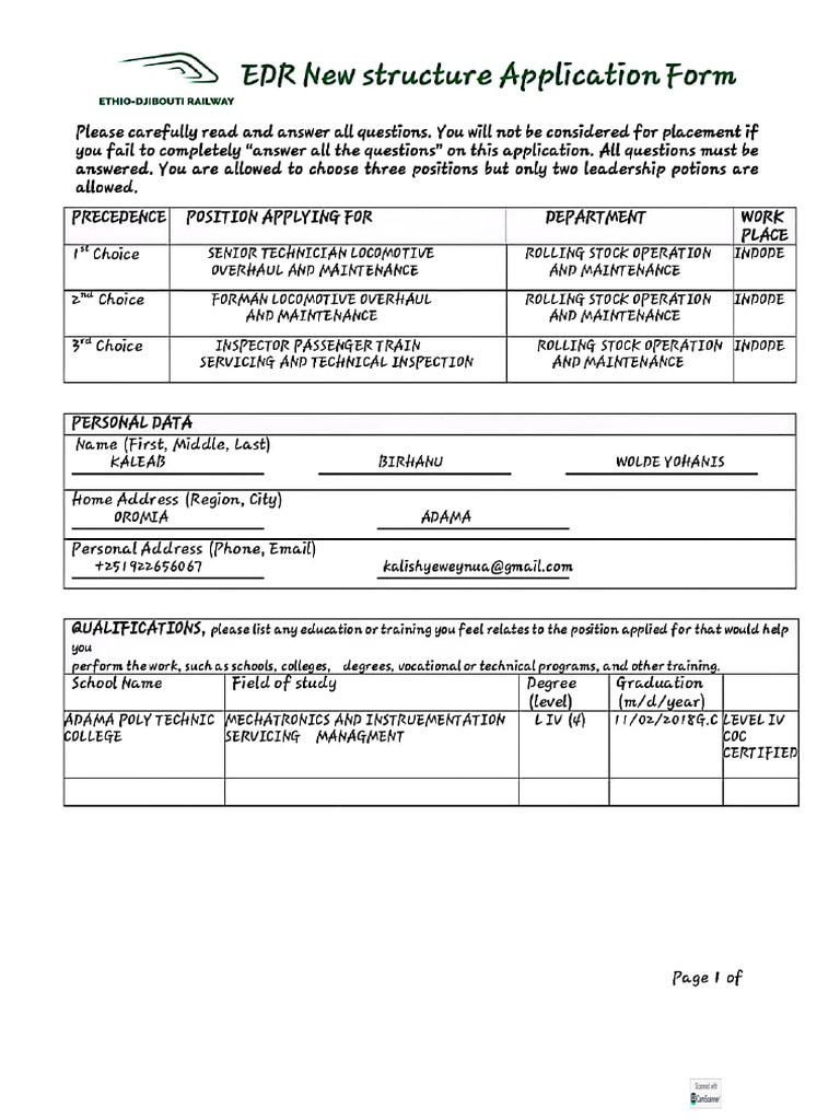 Kaleab Birhanu Wolde Yohanis Portal Morning | PDF