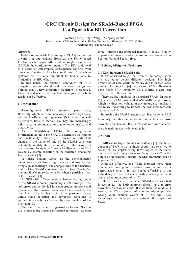 CRC Circuit Design for SRAM-Based FPGA Configuration Bit Correction (1 ... CRC Circuit Design for SRAM-Based FPGA Configuration Bit Correction (1 ...