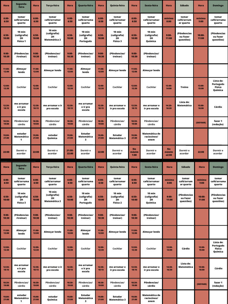 Folha Planner Semanal Verde e Rosa | PDF
