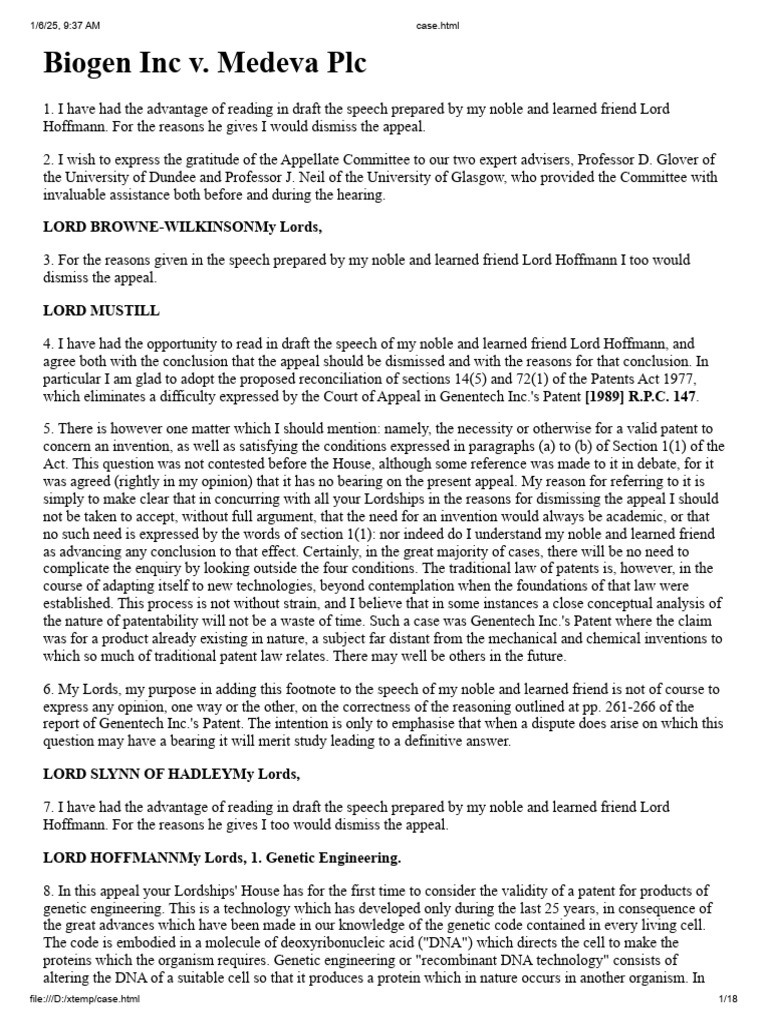 Biogen Inc V Medeva PLC | PDF | Nucleic Acid Sequence | Plasmid