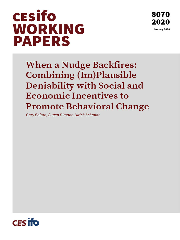 Nudge Backfire: Social Norms & Incentives | PDF | Experiment | Incentive