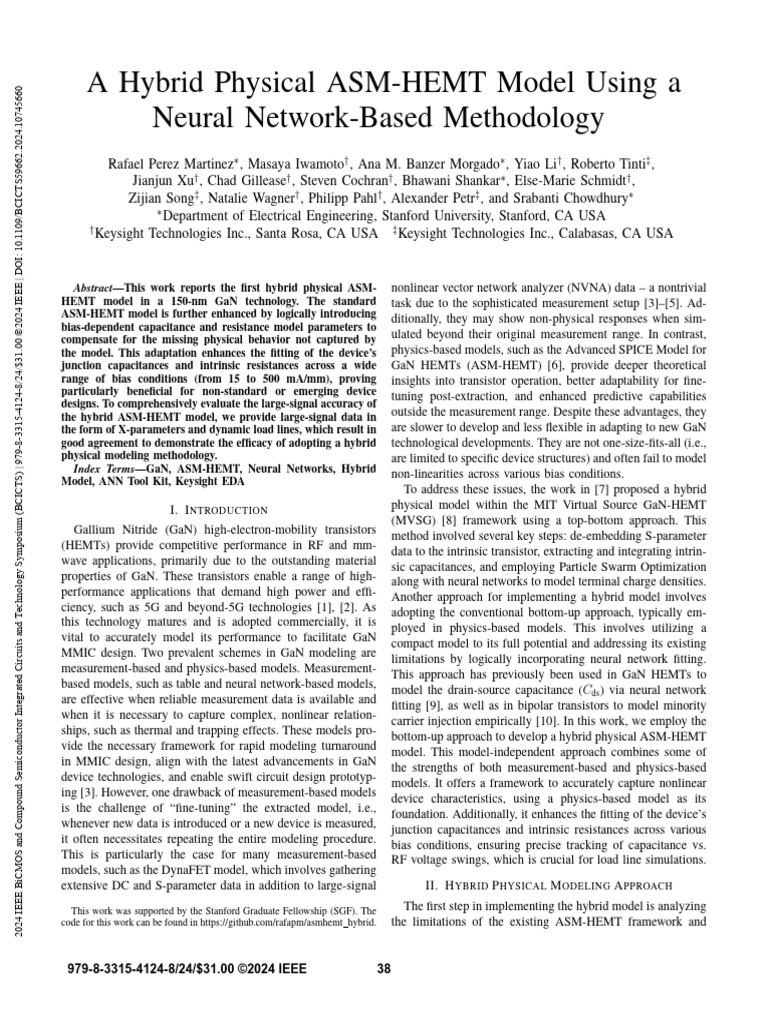 A Hybrid Physical ASM-HEMT Model Using A Neural Network-Based Methodology | PDF | Artificial ...