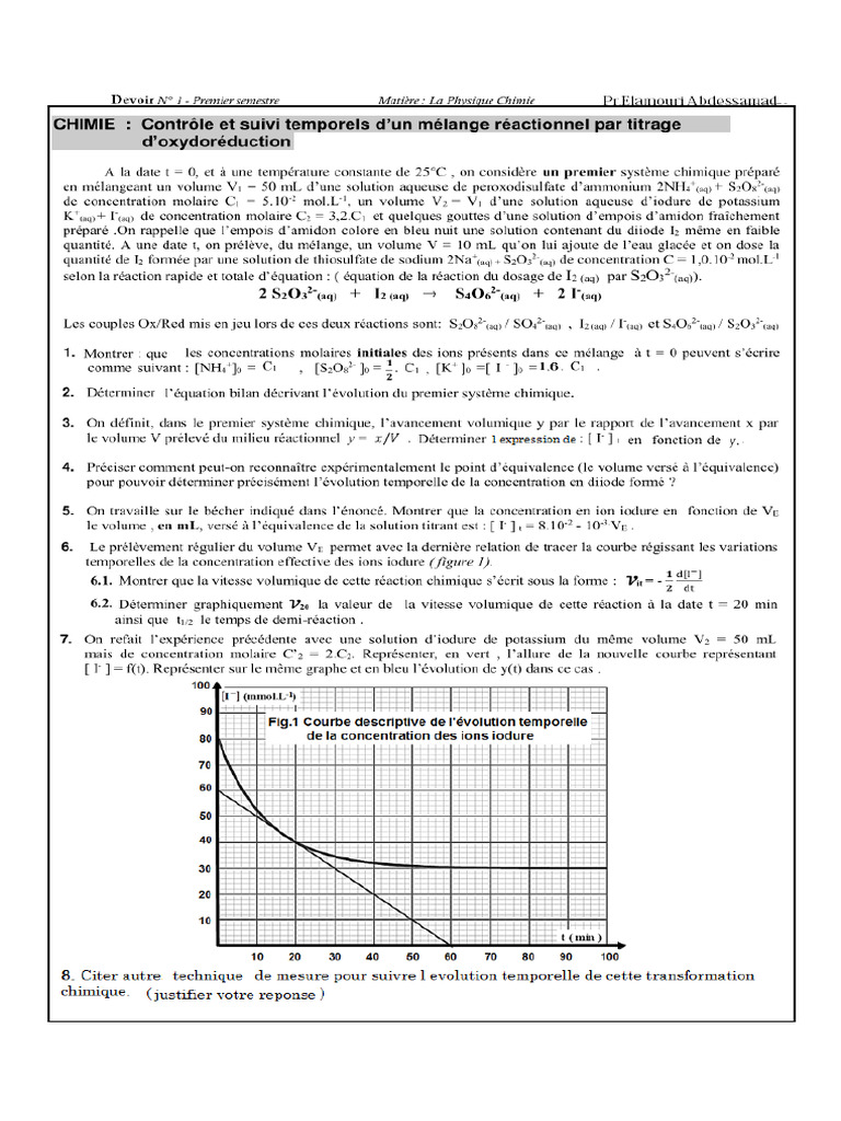 Devoir a La Maison 2bac Sm 2025 | PDF