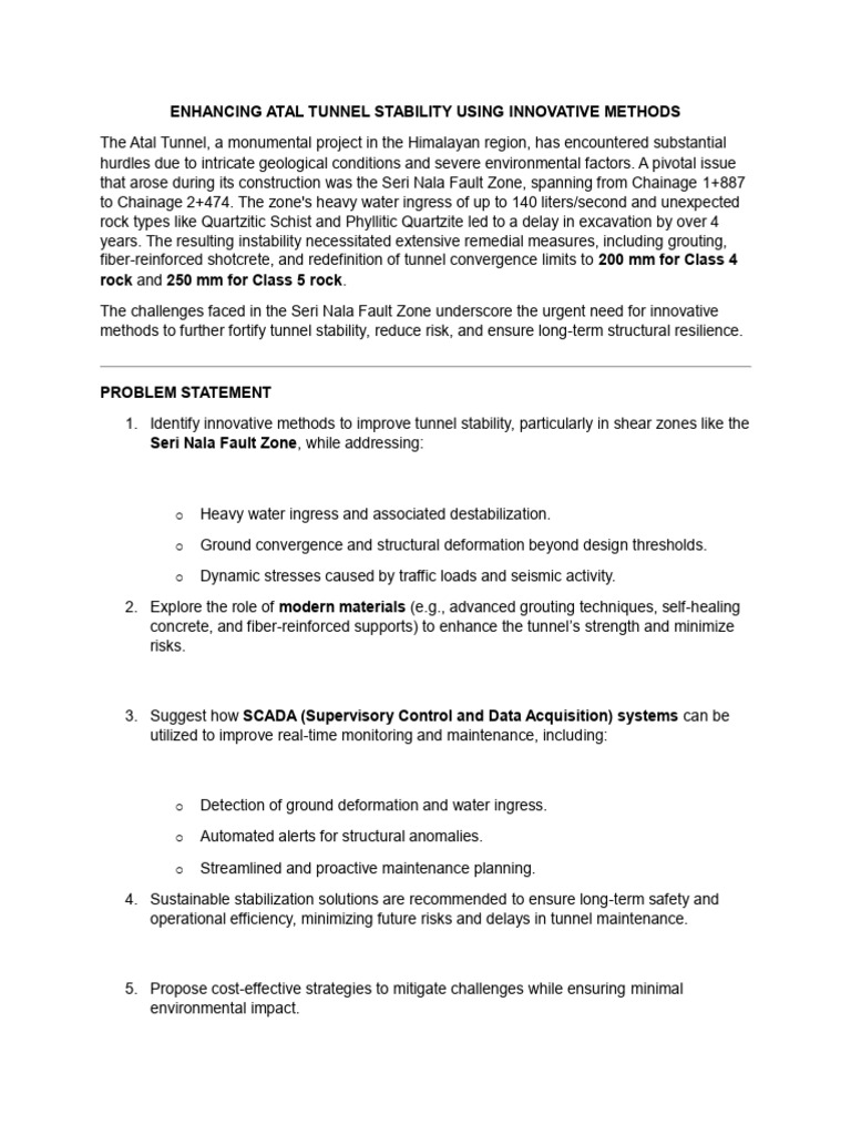 Enhancing Atal Tunnel Stability Using Innovative Methods (2) | PDF