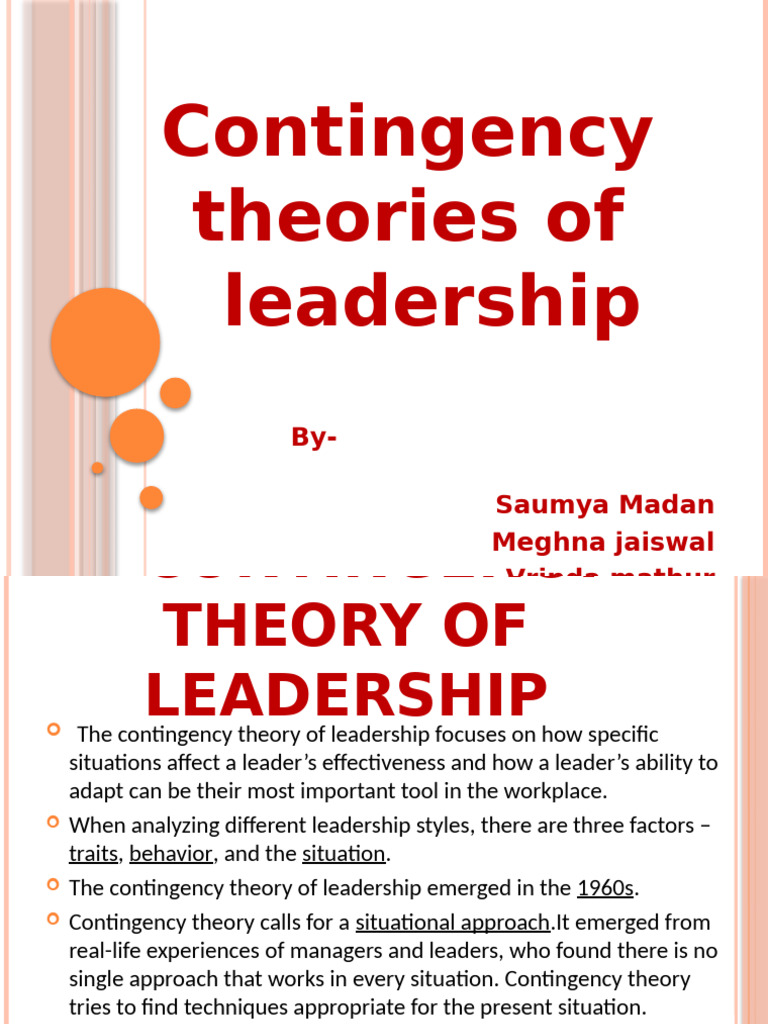 Contingency Theories | PDF | Leadership | Organizational Behavior