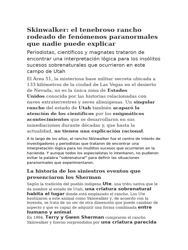 Rancho Skinwalker | PDF