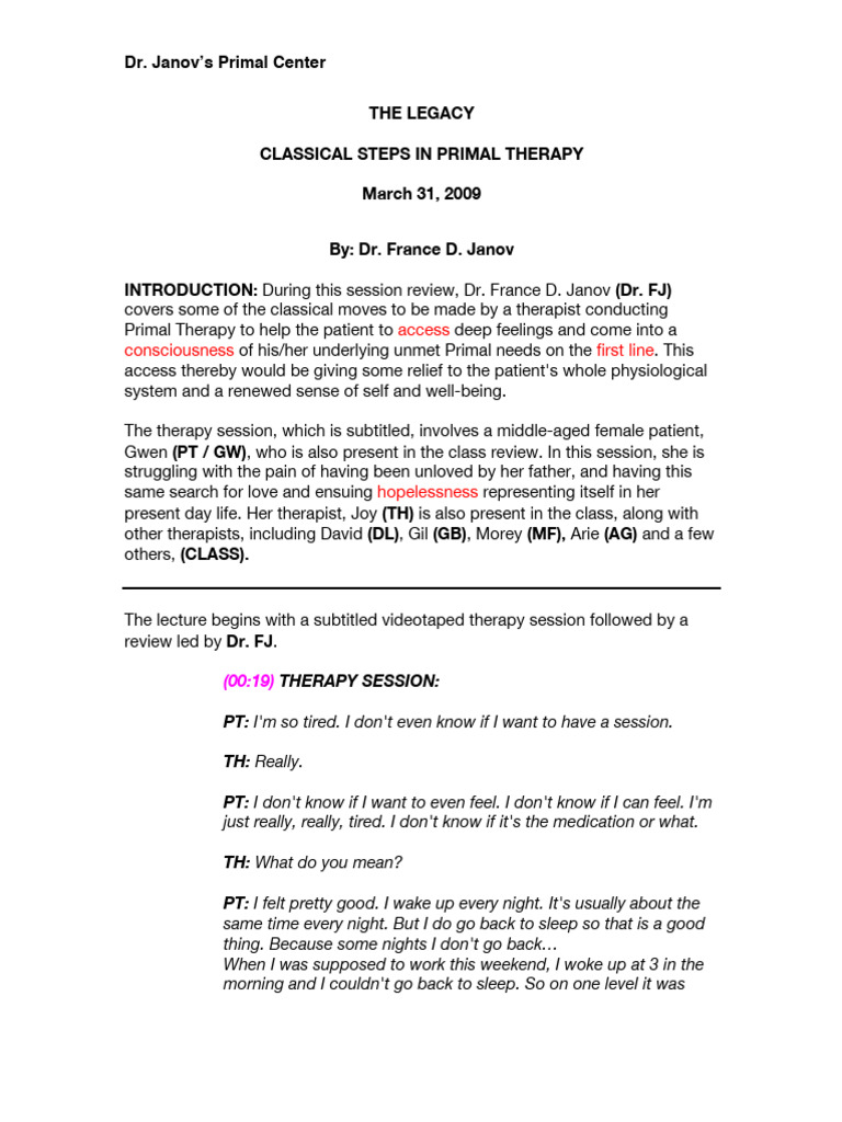 Primal Therapy Steps Explained | PDF