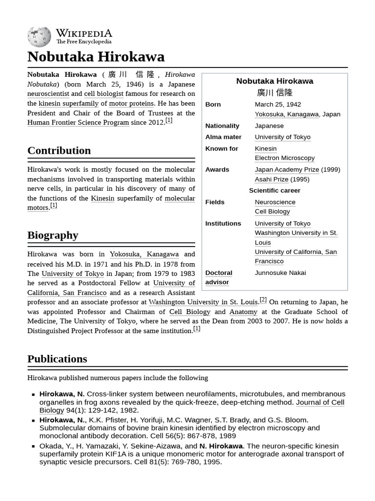 Nobutaka_Hirokawa | PDF | Biochemistry | Chemistry