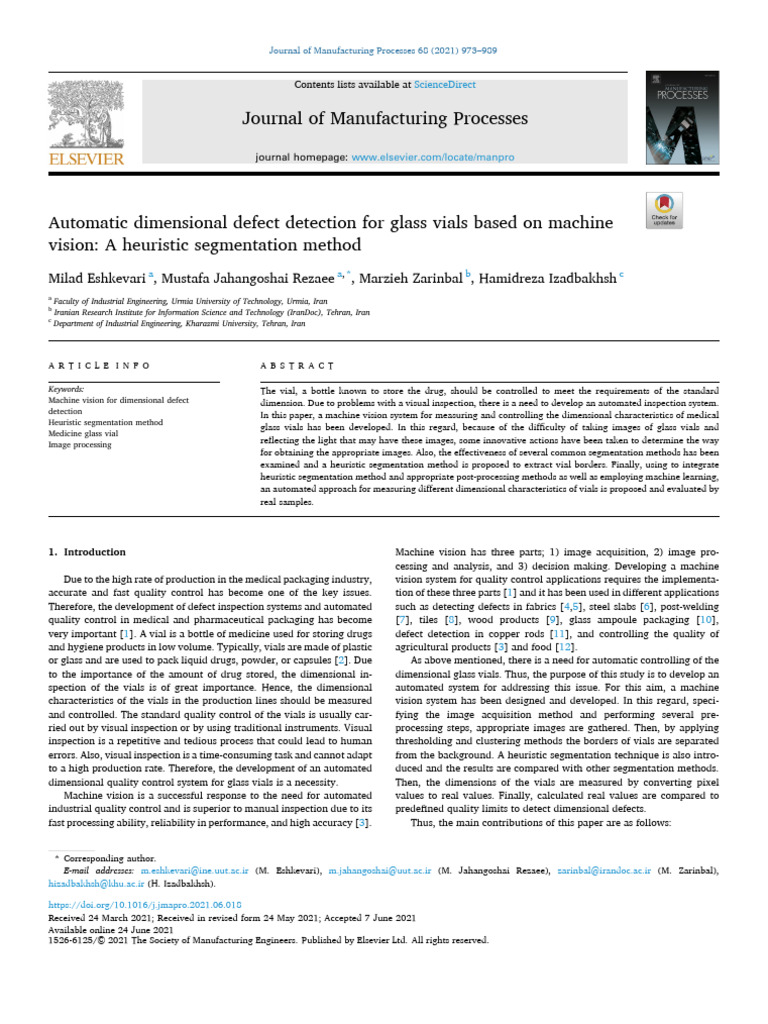 Automated Glass Vial Defect Detection | PDF | Image Segmentation ...