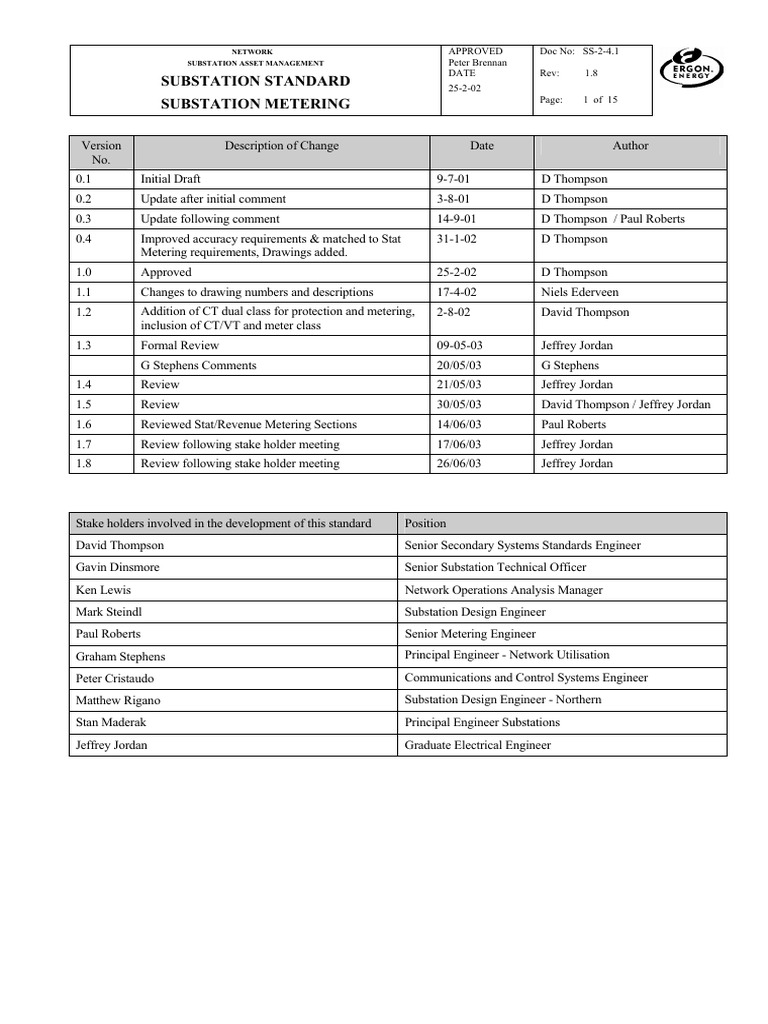 SS 2 4.1 Metering V1.8 | PDF | Electrical Substation | Electric Power ...