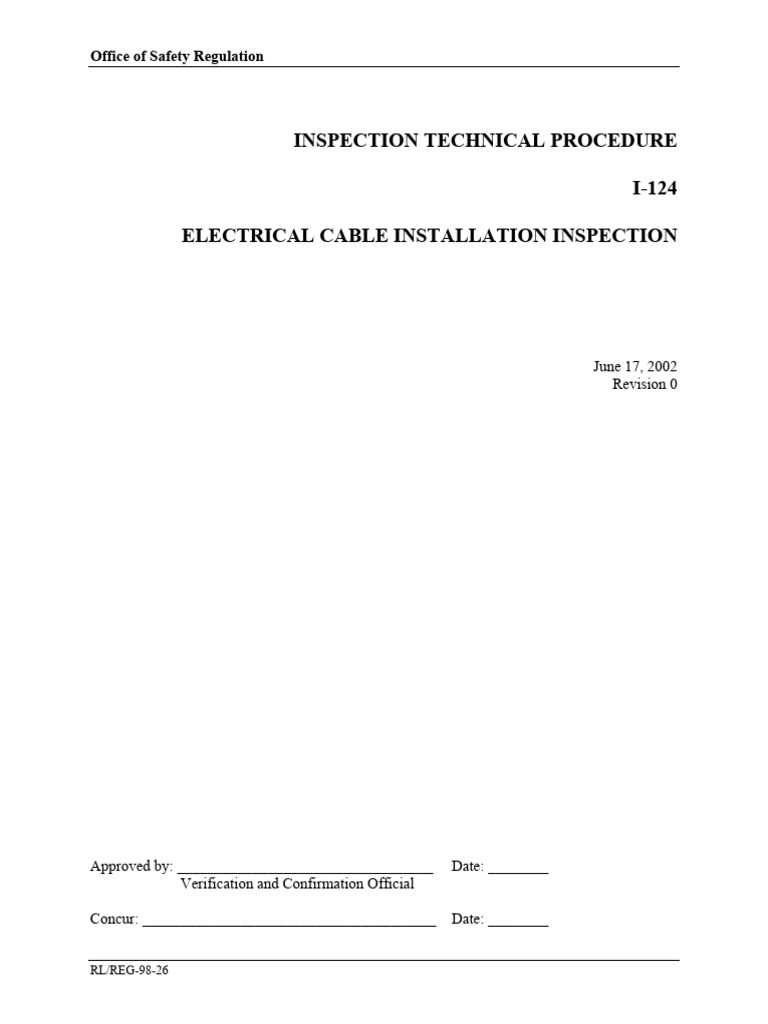 1 Electrical Cable Installation Inspection Procedure | PDF | Electrical ...
