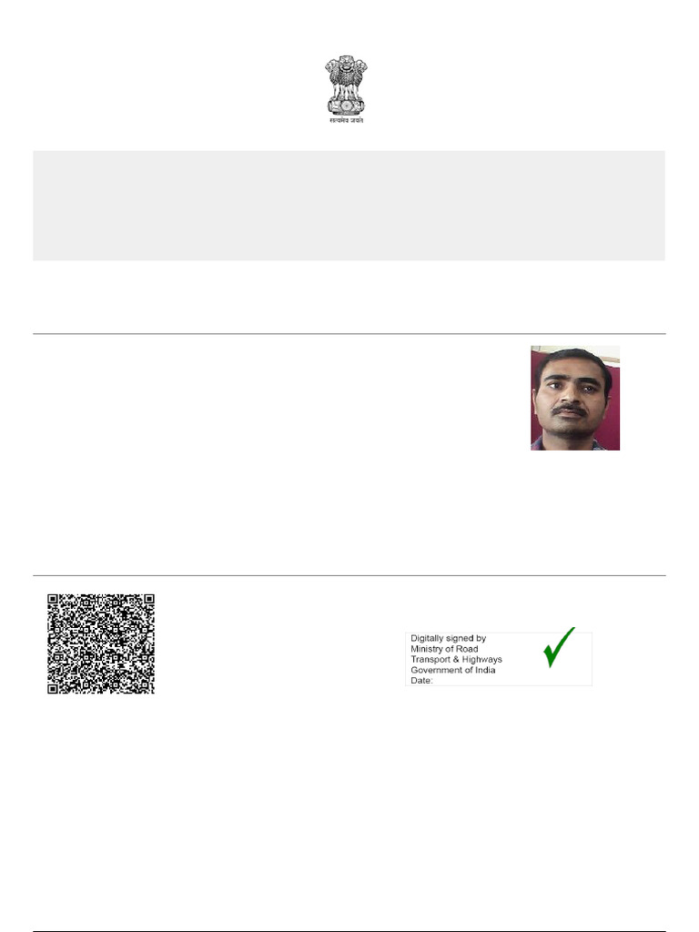 Union of India Driving License Details | PDF