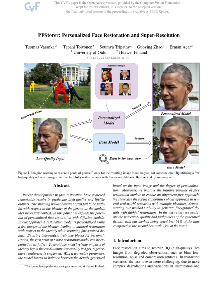 Personalized Face Restoration Model | PDF | Artificial Intelligence ...