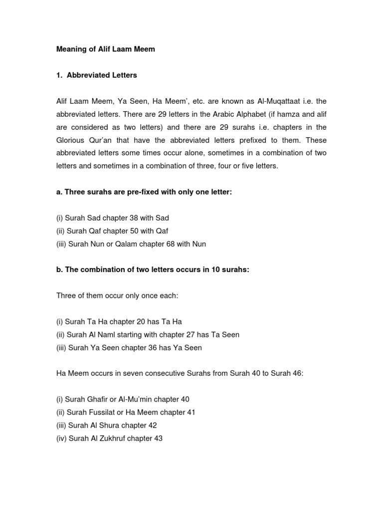 Meaning of Alif Laam Meem-FAQ by DR Zakir Naik | PDF | Religion ...