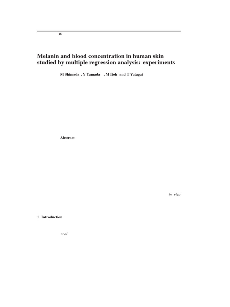 Melanin and Blood Concentration in Human Skin - 2001 - Shimada | PDF | Absorbance ...