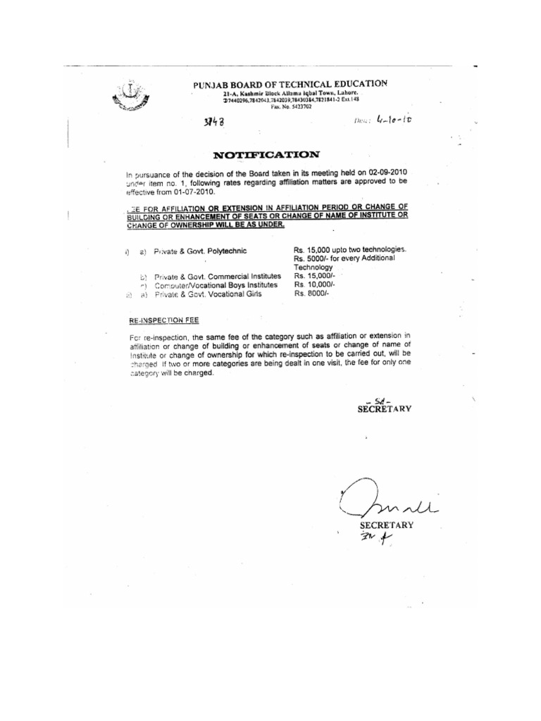 Fee Form Affiliation | PDF