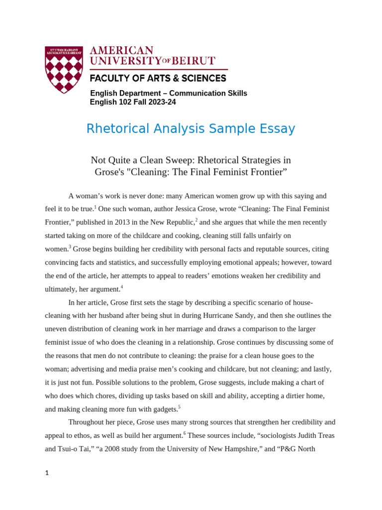 Rhetorical Analysis Sample Essay | PDF | Logos