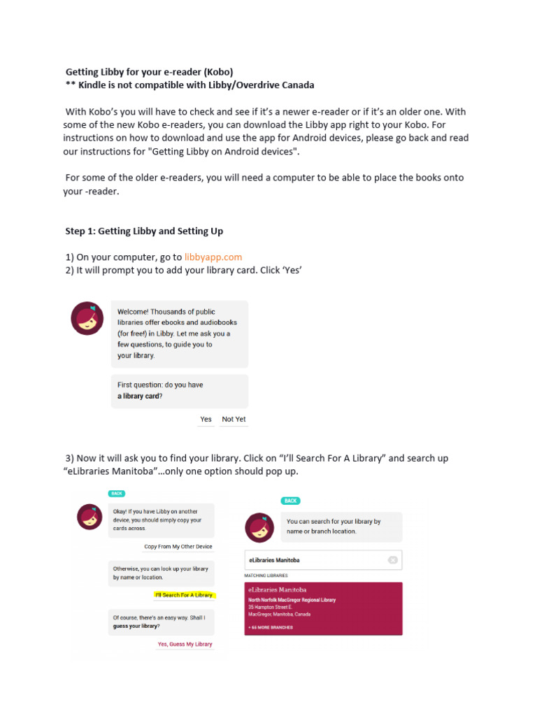 Getting Libby For Your Ereader | PDF | E Reader | Books