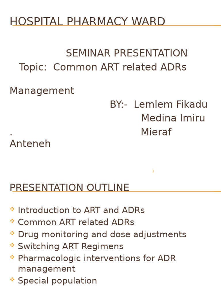 MML.ART ADR SEM (1) | PDF | Management Of Hiv/Aids | Pharmacology