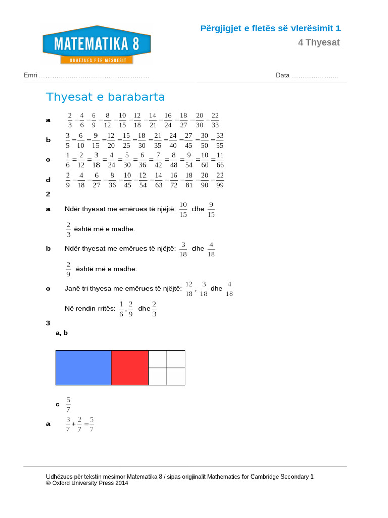 0402 - Flete Vleresimi 1 - Pergjigjet - Thyesat | PDF