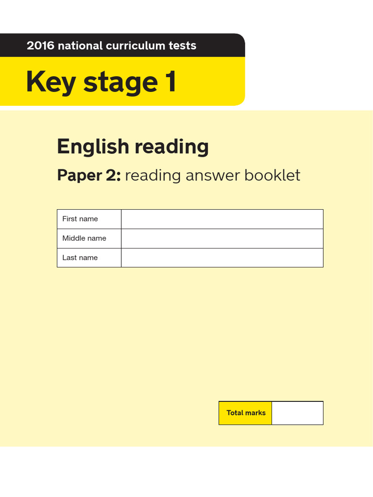 2016 Key Stage 2 Reading Answer Booklet | PDF | Copyright | Books