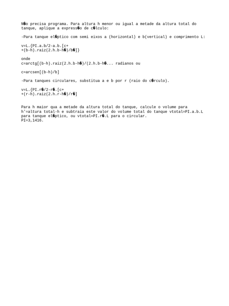 Cálculo de Volume de Tanques Elípticos | PDF