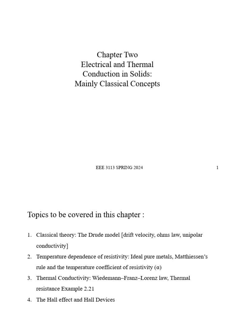 Chapter 2 Spring 2024 | PDF | Electrical Resistivity And Conductivity | Electron