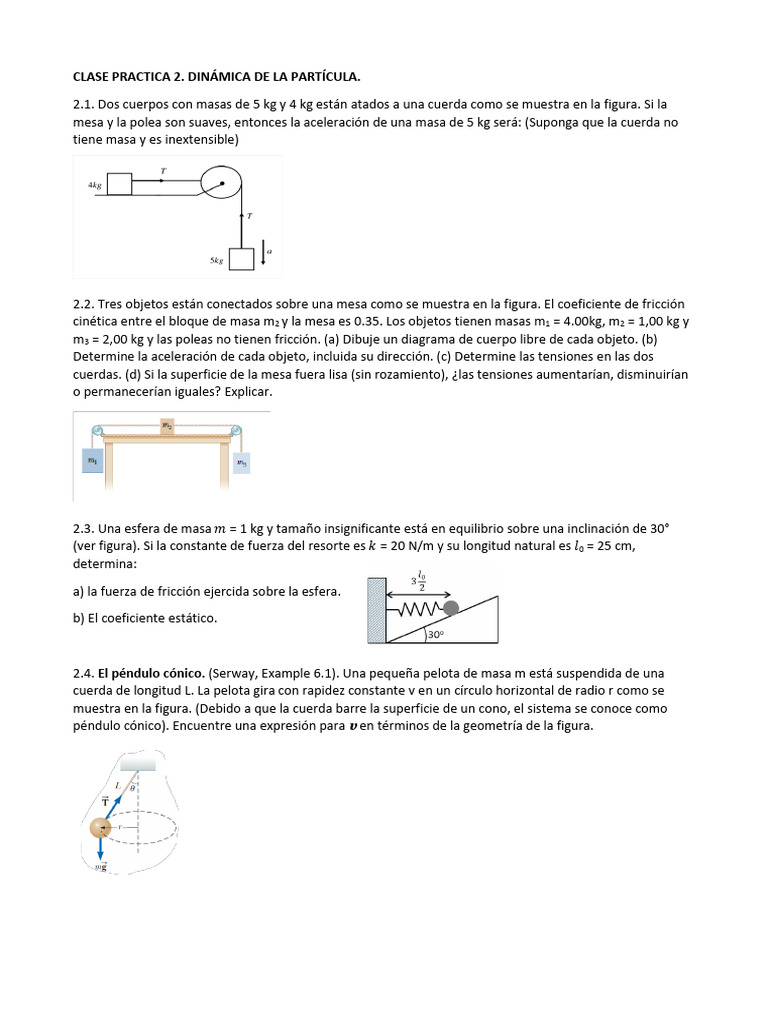 Clase Practica 2 - Dinamica | PDF | Fricción | Física