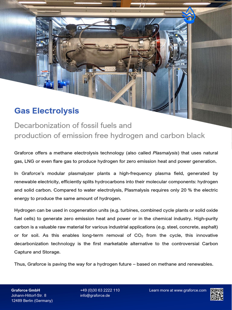Flyer_Graforce_Gas_Electrolysis_EN | PDF | Natural Gas | Hydrogen