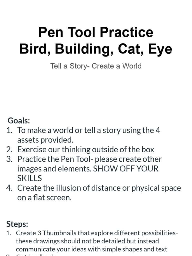 Pen Tool Practice - Tell A Story - Create A World | PDF