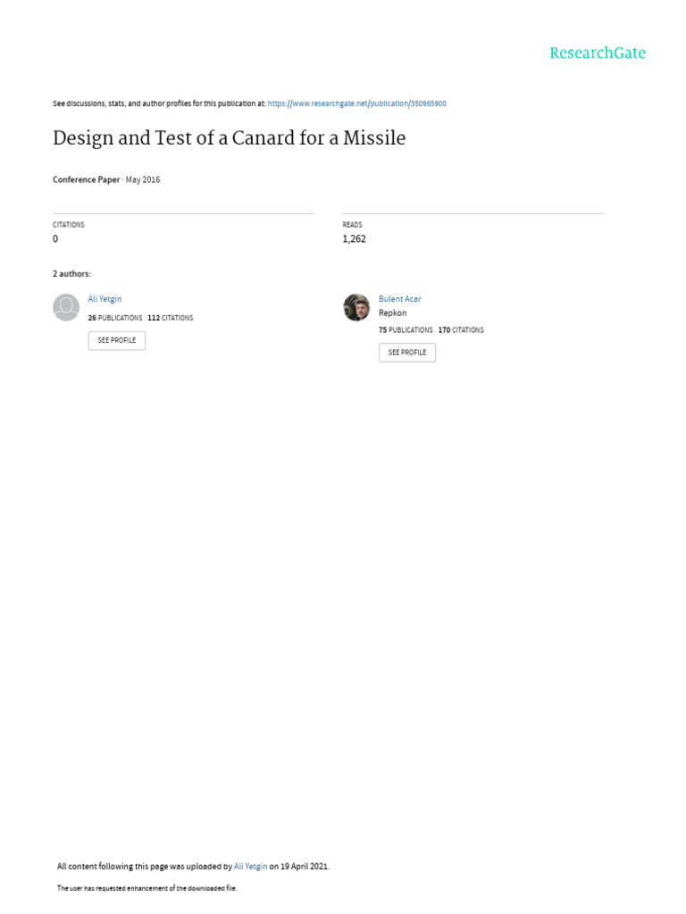 Missile Canard Design Analysis | PDF | Missile | Stress (Mechanics)