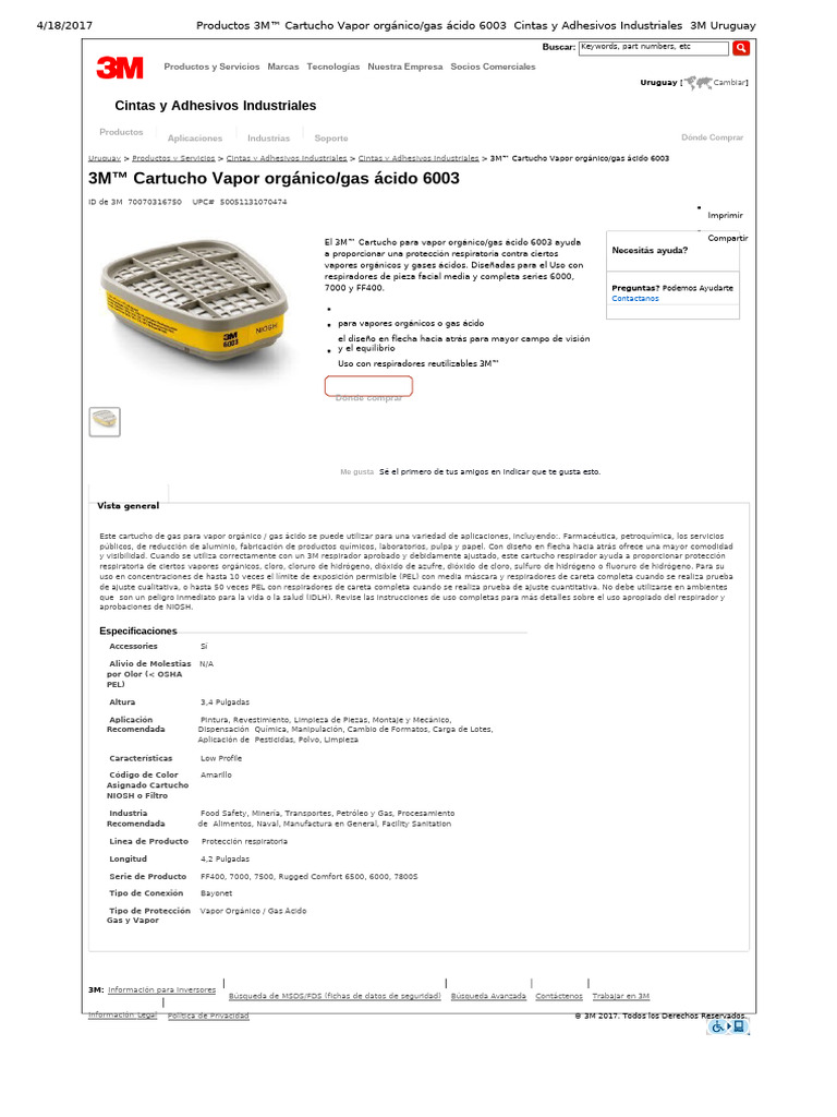 Cartucho-3m-6003 | PDF | Hidrógeno | Ácido