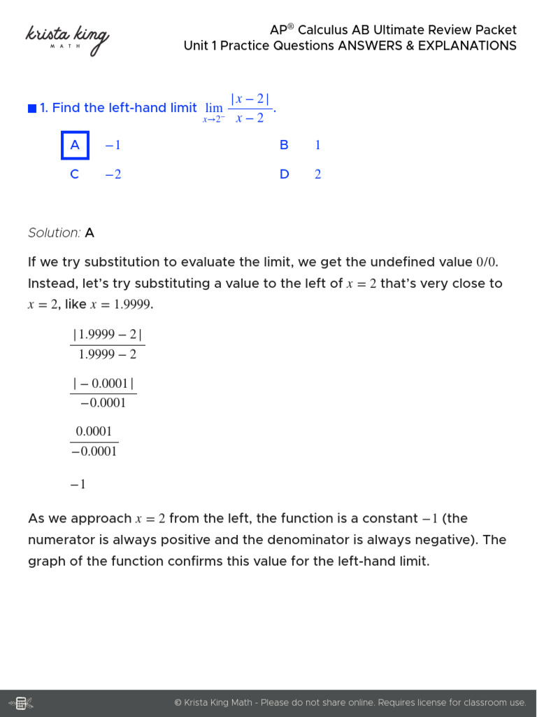 Unit 1 Practice Questions (Answers and Explanations) | PDF | Function ...