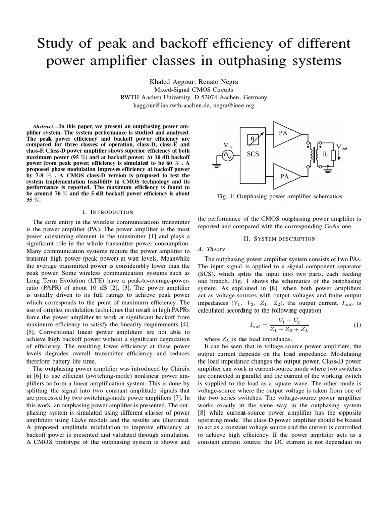 Study of Peak and Backoff Efficiency of Different Power Amplifier ...