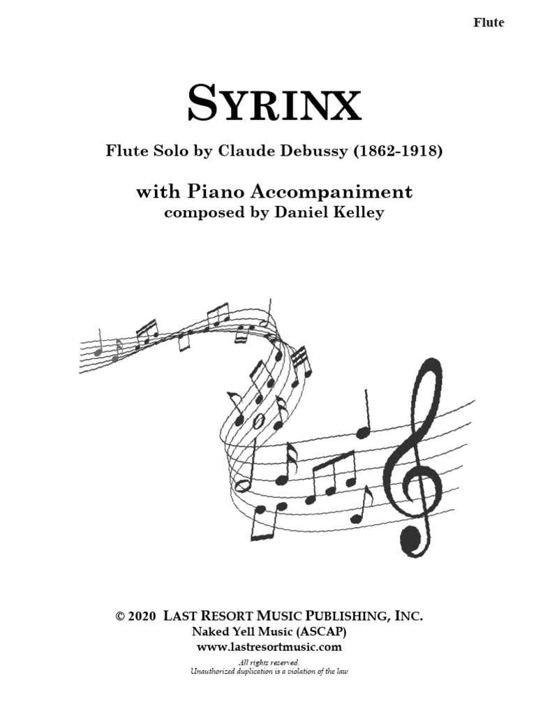 Syrinx by Claude Debussy Arranged For Flute Piano 40004 | PDF | Quartet ...