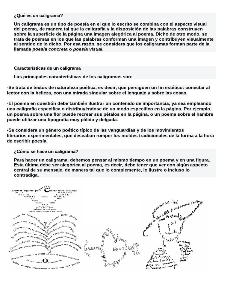 ¿Qué Es Un Caligrama | PDF