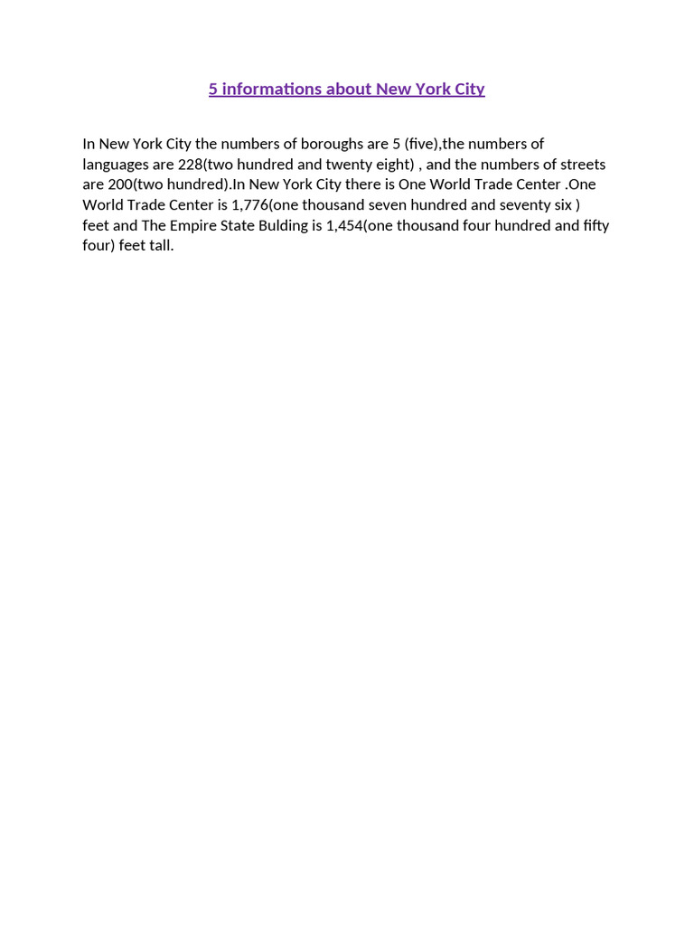 5 Key Facts About New York City | PDF