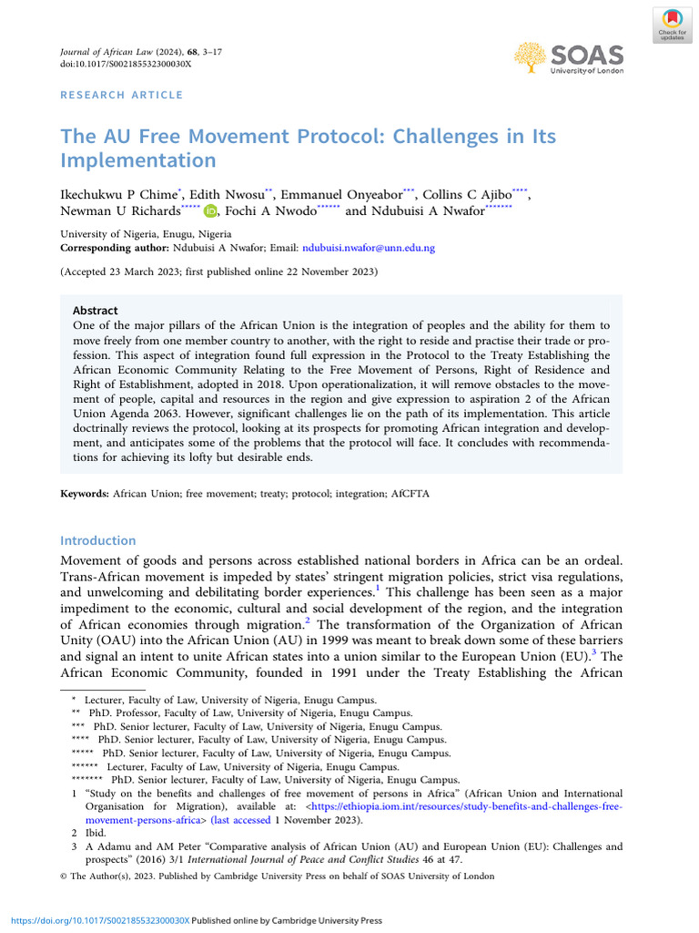 The Au Free Movement Protocol Challenges in Its Implementation | PDF ...