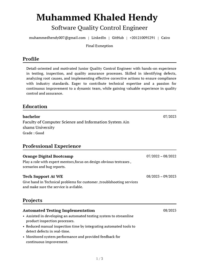 Muhammed-Khaled-Hendy-QC | PDF | Quality Assurance | Software Bug